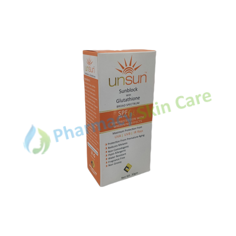 Unsun Sunblock with Glutathione SPF 60 – Pharmacy Skin Care